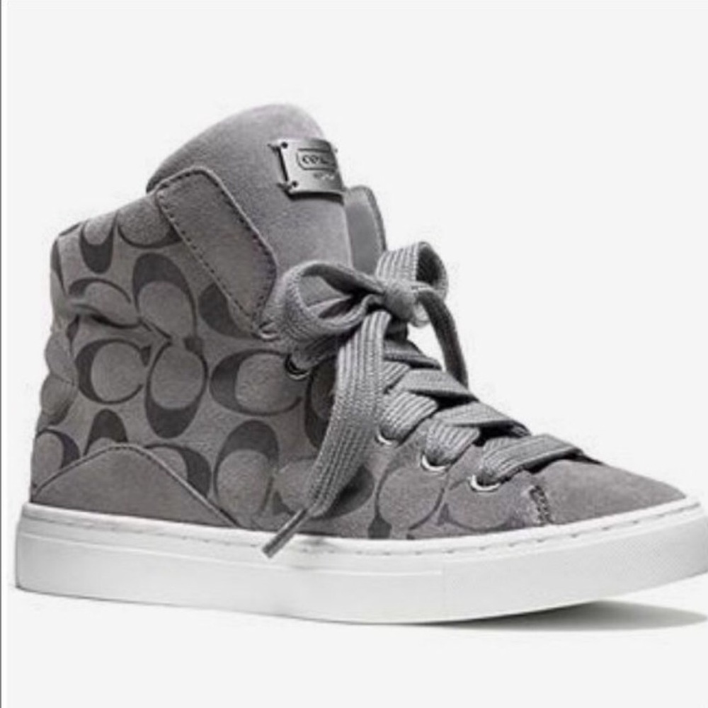Coach Renee Grey Signature Suede Hightop Sneakers Sho… - Gem